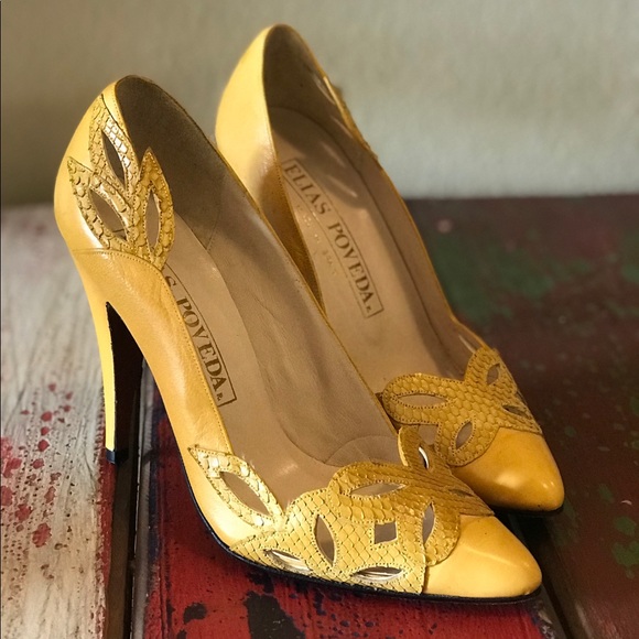 Elias Poveda | Shoes | Yellow Butterfly Cutout Heels | Poshmark